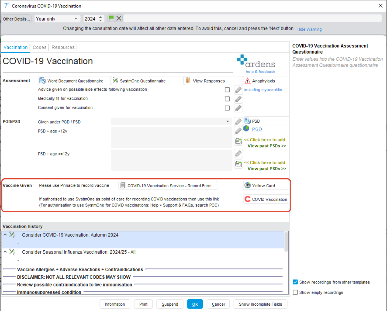 COVID-19 Vaccination : Ardens