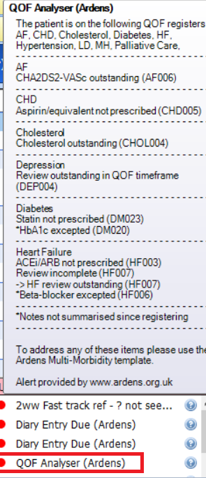 Ardens Resources to Support QOF : Ardens EMIS Web