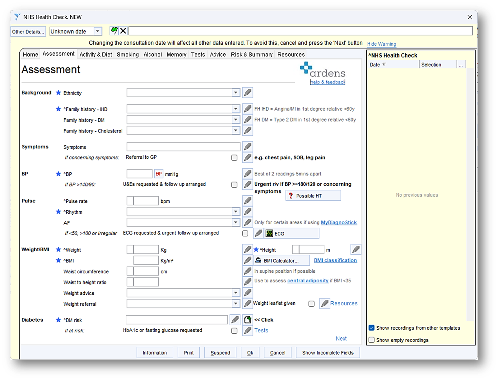 NHS Health Checks : Ardens SystmOne