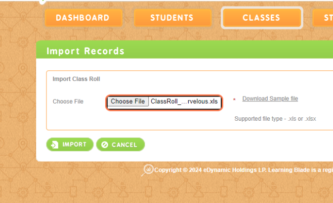 Learning Blade - Rostering Students into a Class (Spreadsheet Import)