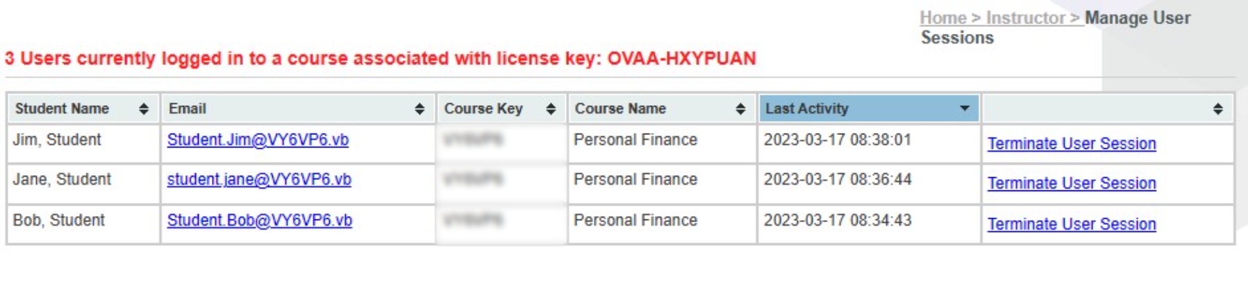 Simulations - Manage Student Logins (Exceeded Number of Licensed Users)
