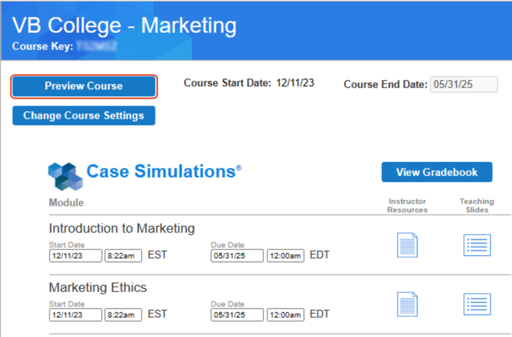 Simulations - Previewing Your Course