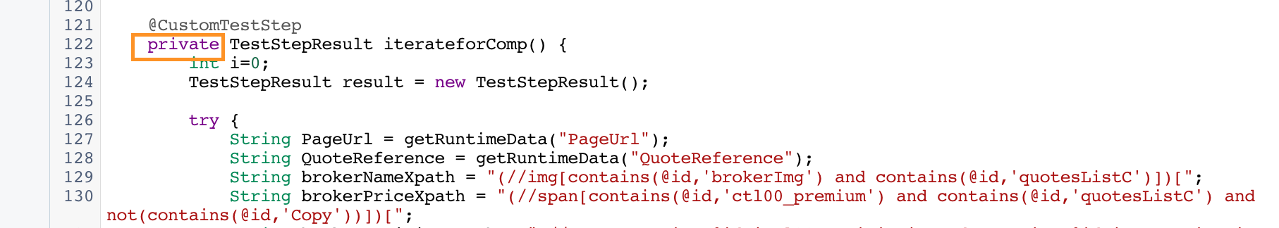 TestcaseStepRunner can not access a member of class 'X' with modifiers ...
