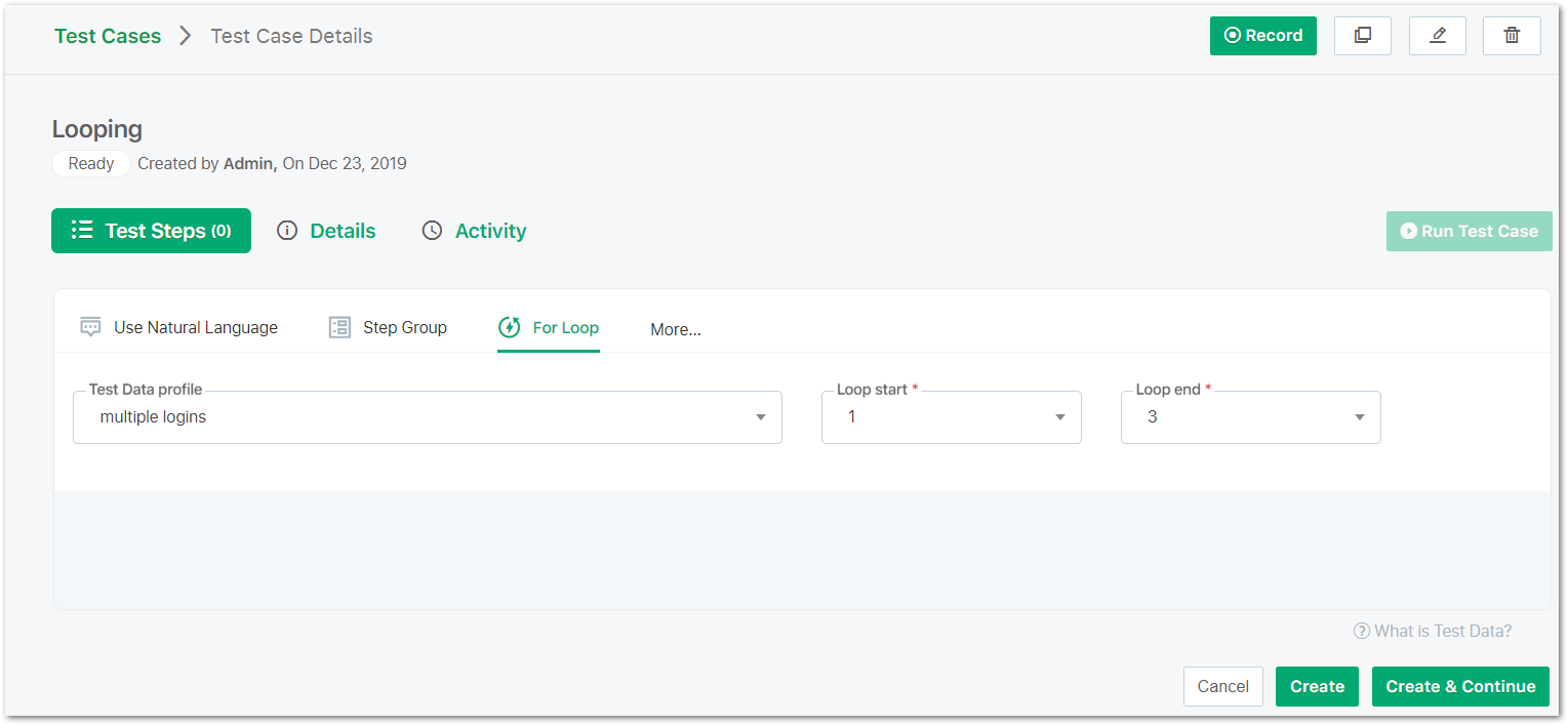 Adding for loop for repetitive Test Steps - Walk through : Help Center
