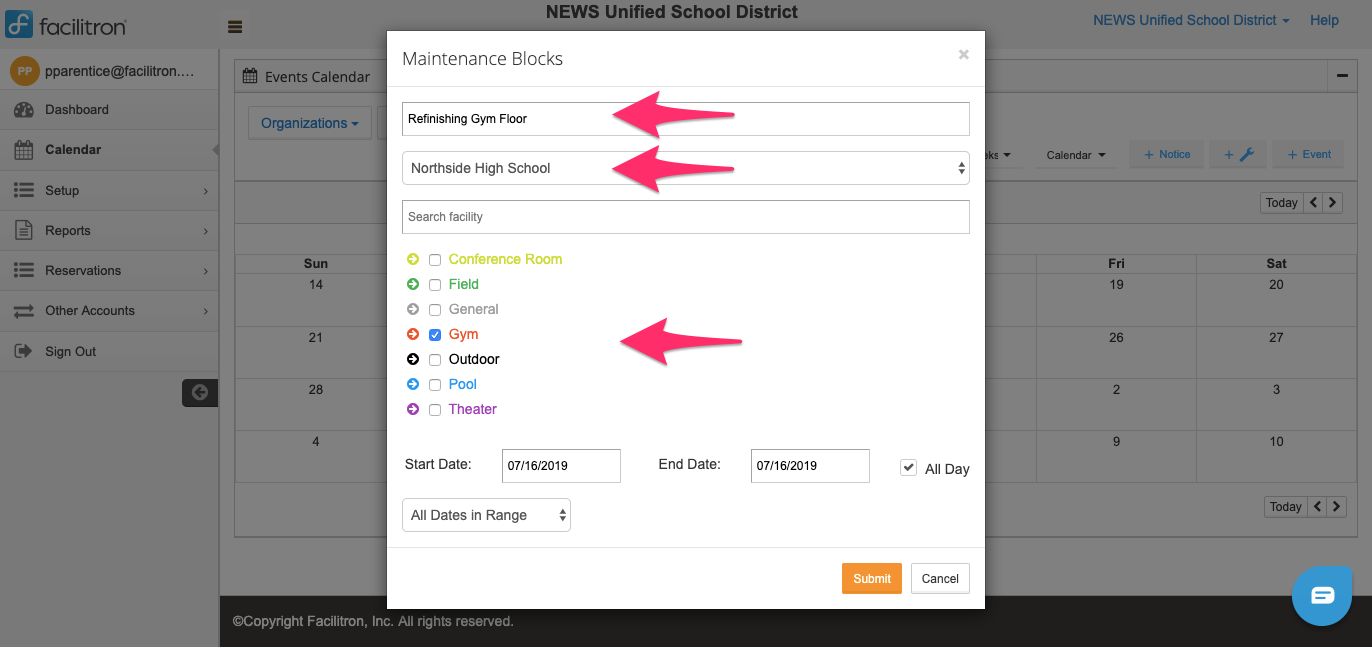Creating Maintenance Blocks : Facilitron Helpdesk