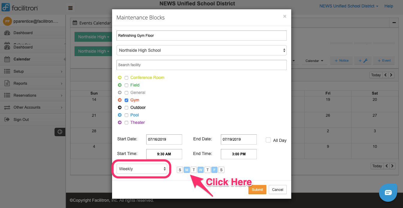 Creating Maintenance Blocks : Facilitron Helpdesk