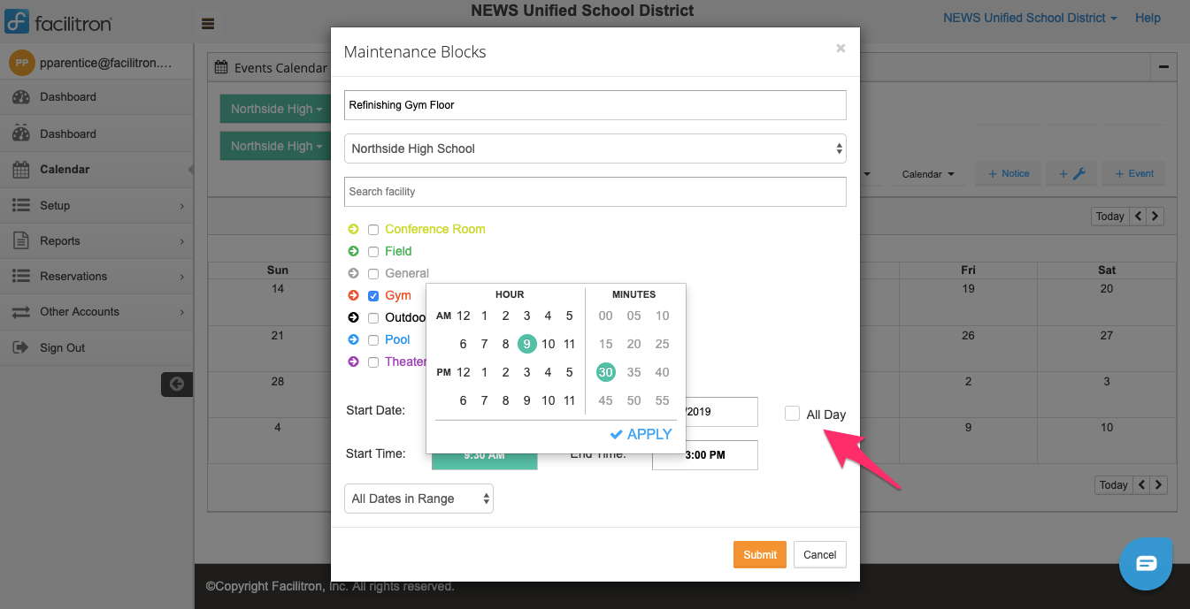 Creating Maintenance Blocks : Facilitron Helpdesk