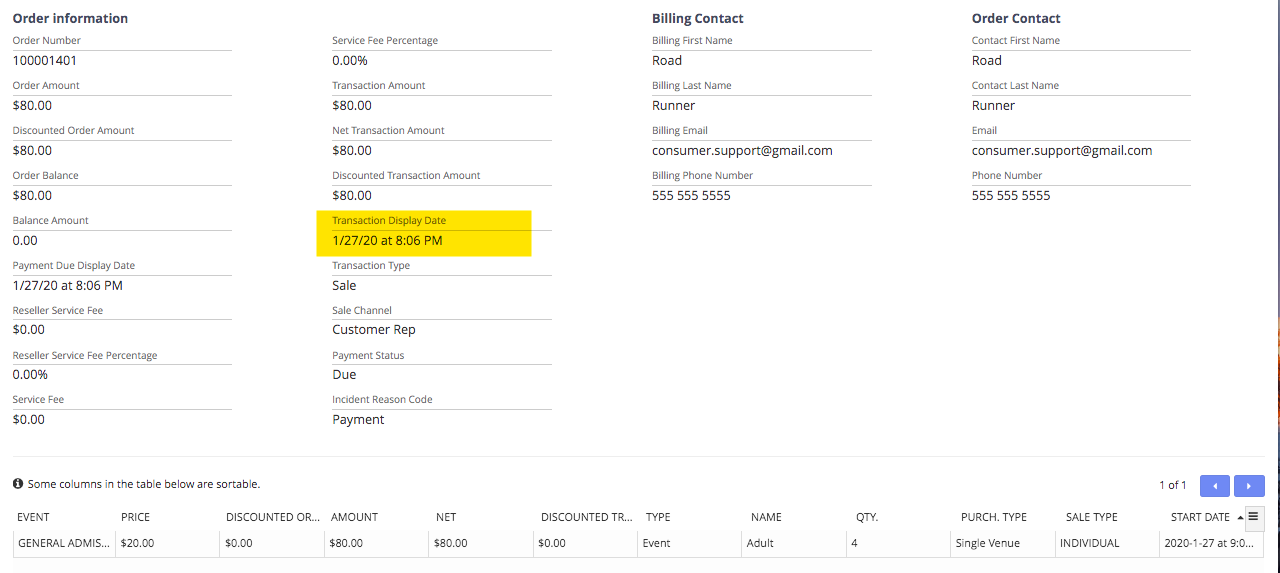 Read the "Transactions" Order Tab in Backoffice : ACME Product Support