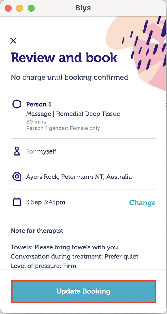 How do I modify / update my booking? : Blys