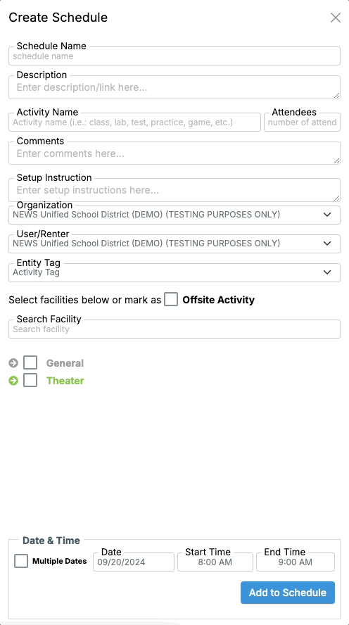Creating An Internal Reservation : Facilitron Helpdesk