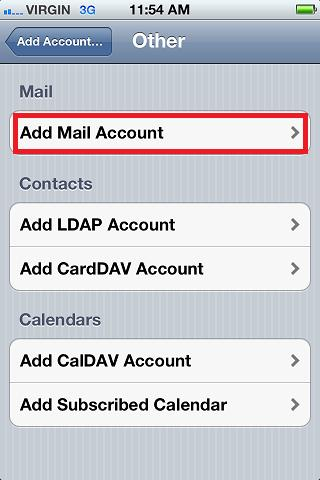 Setting up IOS Mail : DX1