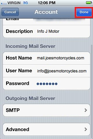 Setting up IOS Mail : DX1