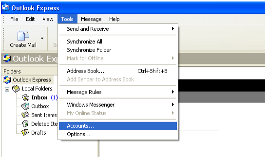 Setting up Microsoft Outlook Express : DX1