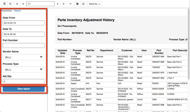 How to Run a Parts Report : DX1
