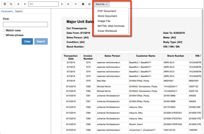 How to Run a Major Unit Report : DX1