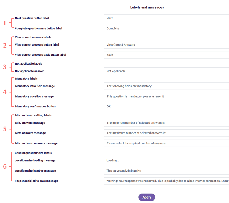 Labels and messages : Pointerpro