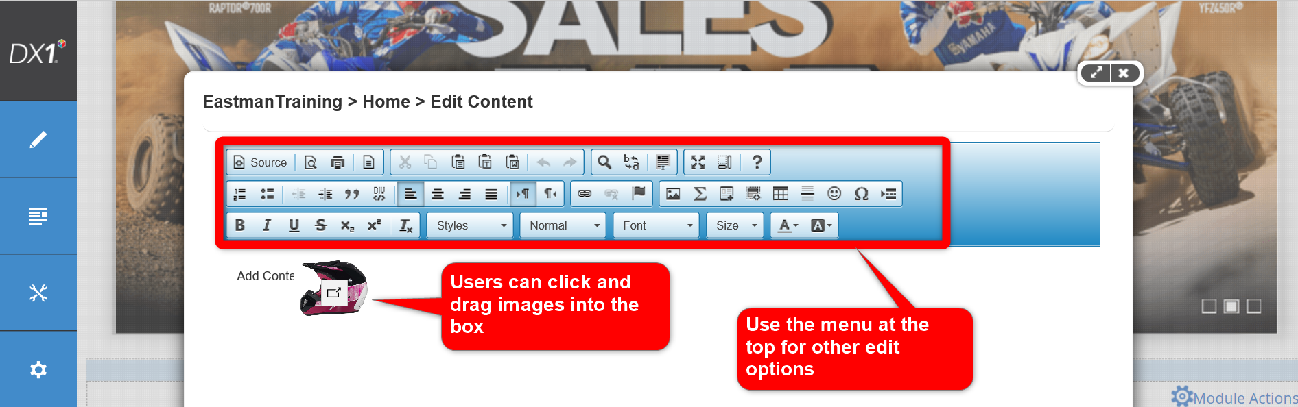 Adding an HTML module : DX1