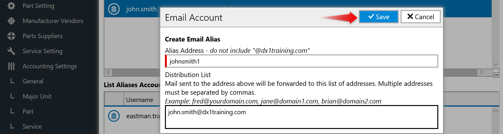 Adding/Removing email addresses : DX1