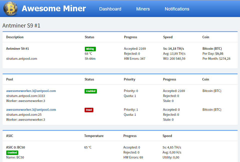 Built-in web interface : Awesome Miner