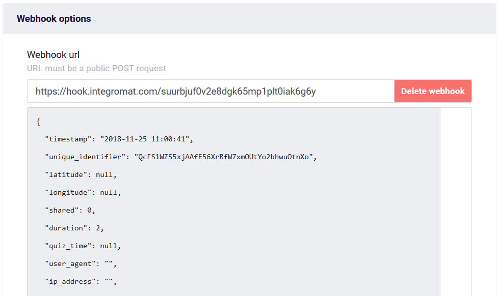 Webhooks : Pointerpro