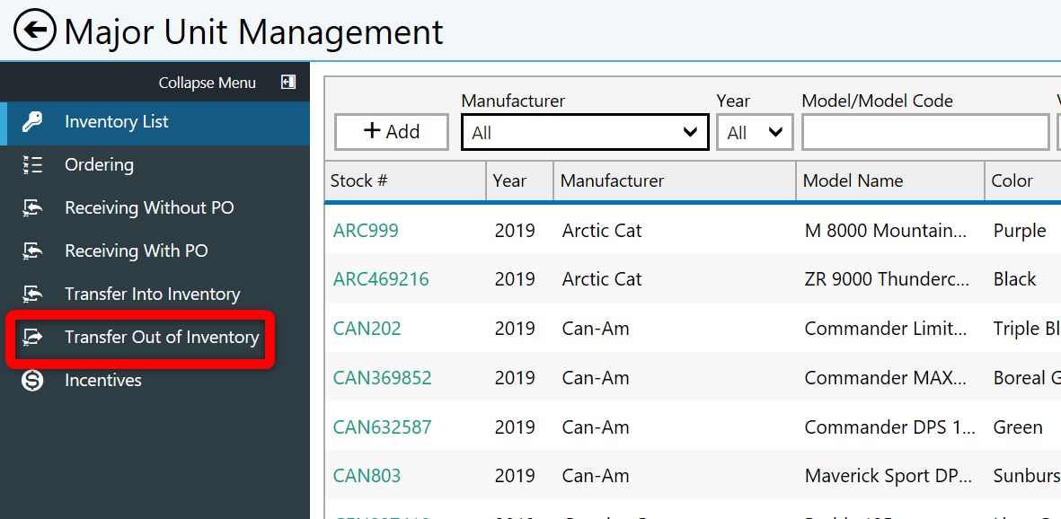 Dx1 Major Unit Transfer Out Process : DX1