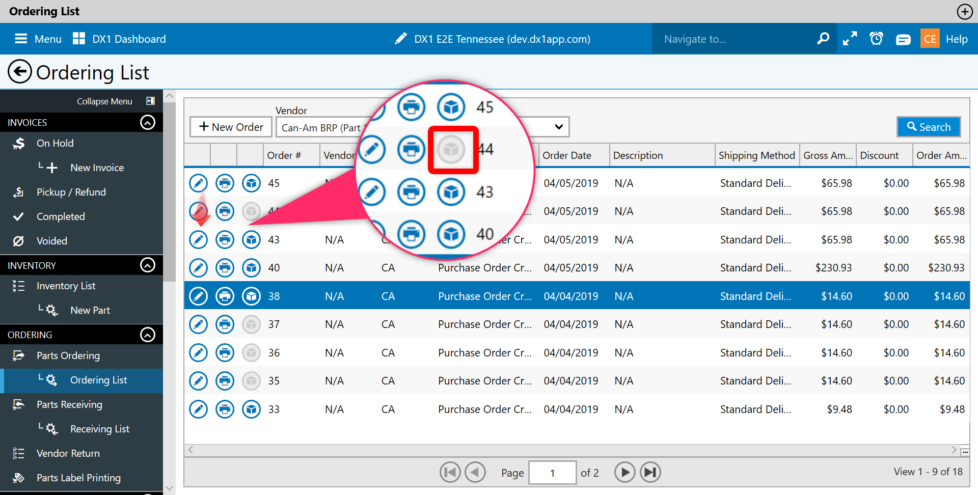 Parts Ordering - BRP : DX1