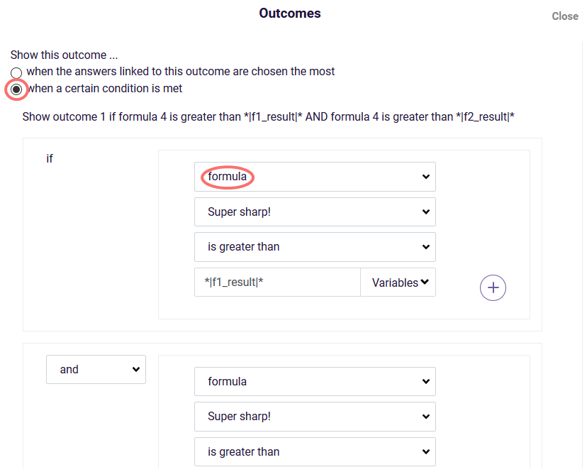 Add to formula with question logic : Pointerpro