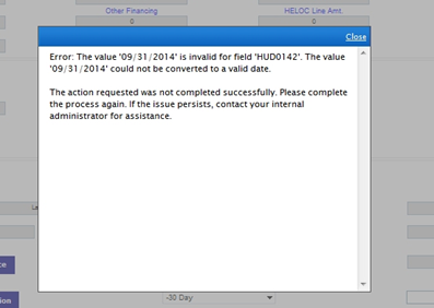 Encompass Error: The value ’09/31/2018′ is invalid for field ‘HUD0142 ...