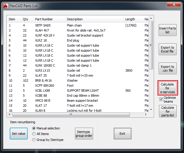 Export Part list from FlexCAD AutoCAD : Software Support
