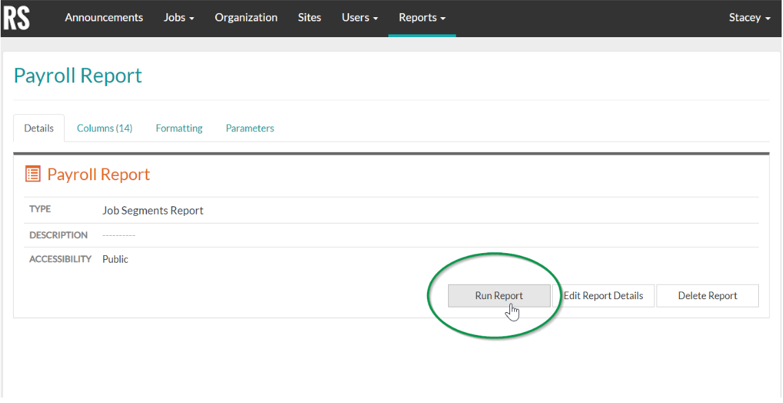 Help - How to set default run parameters in custom reports