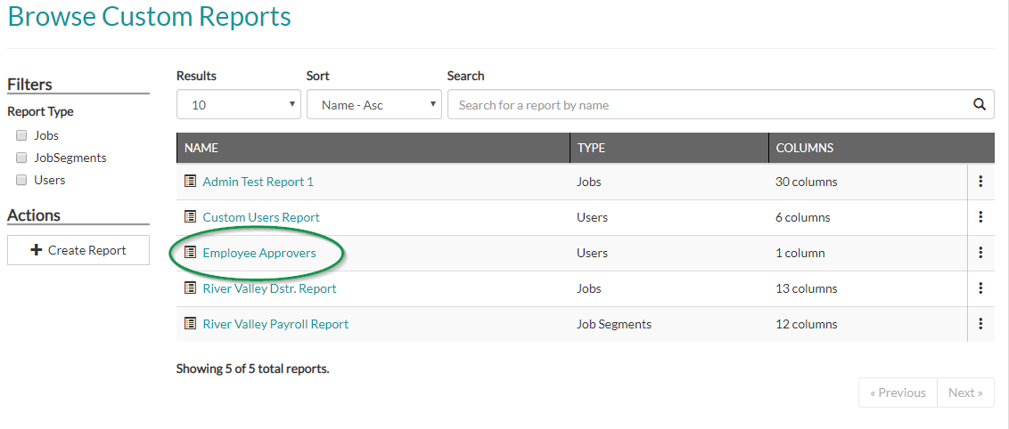 Help - How to create an employee approvers report