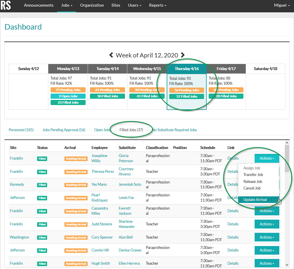 Help - How to confirm substitute arrivals