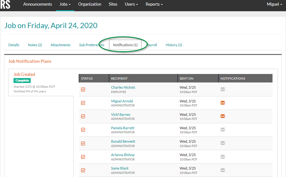 Help - How to view the job's notification detail