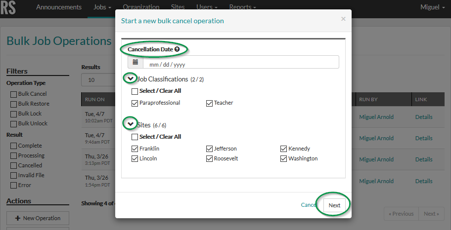 Help - How to bulk cancel jobs