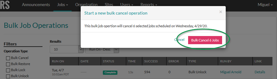 Help - How to bulk cancel jobs