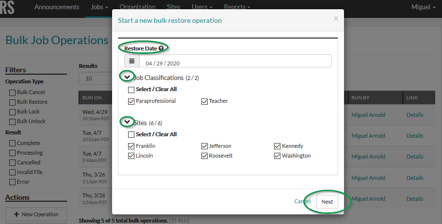 Help - How to bulk restore jobs