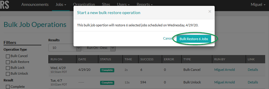Help - How to bulk restore jobs