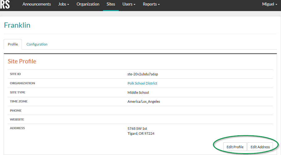 Help - How to edit a site profile