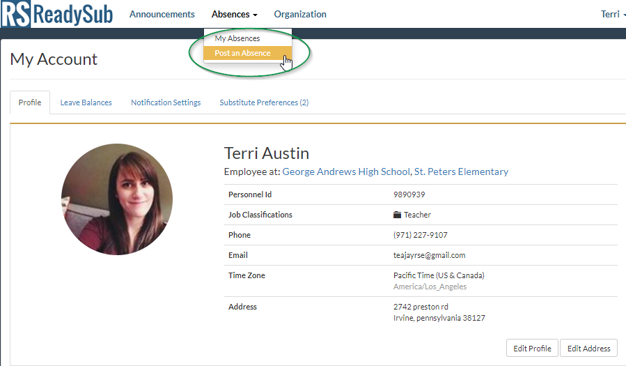 Help - How to post an absence and assign a substitute