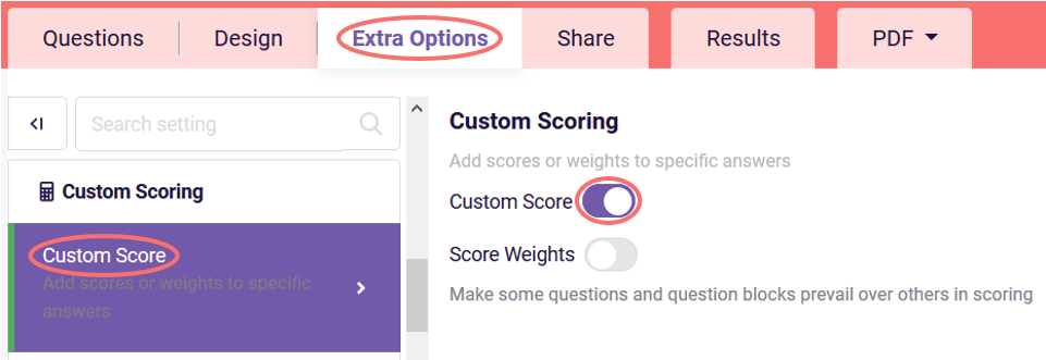Question Block Custom Score Table : Pointerpro