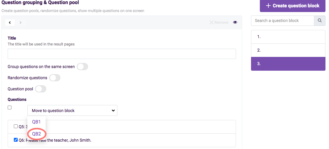 Question grouping & Question blocks : Pointerpro