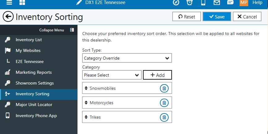 Inventory Sorting : DX1