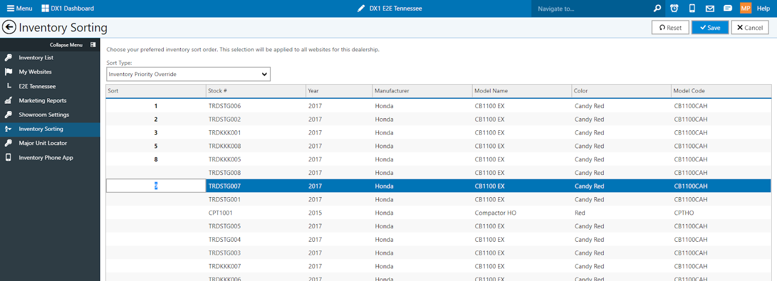 Inventory Sorting : DX1