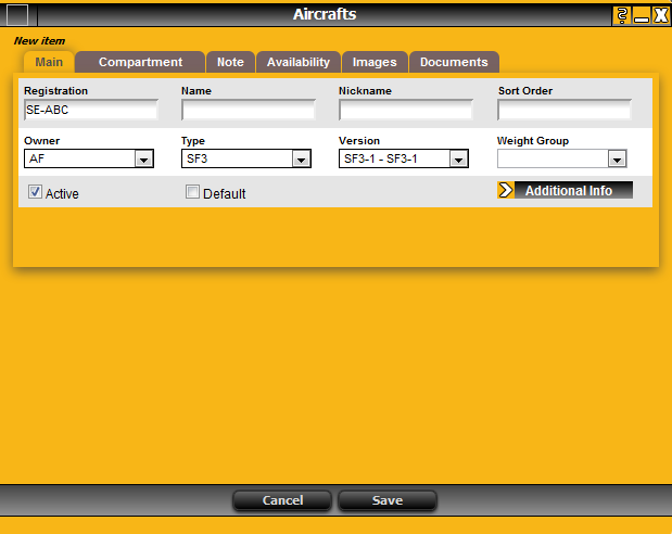 Create a new Aircraft : N-Ops & Crew