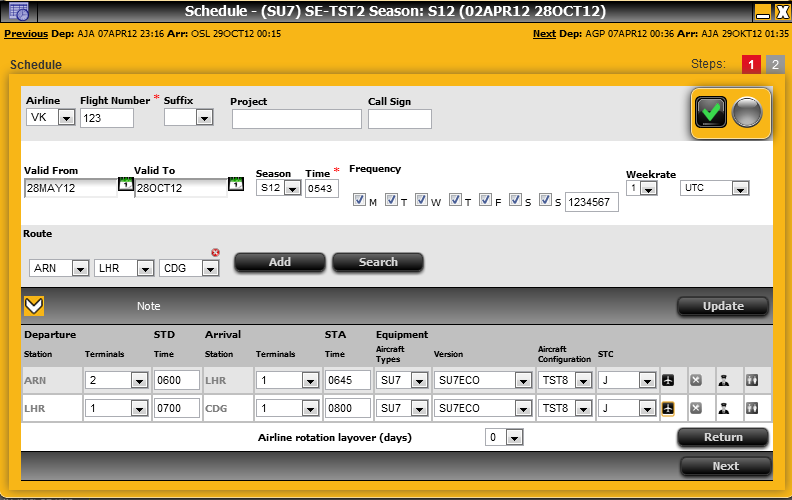 Creating a Flight Schedule : N-Ops & Crew