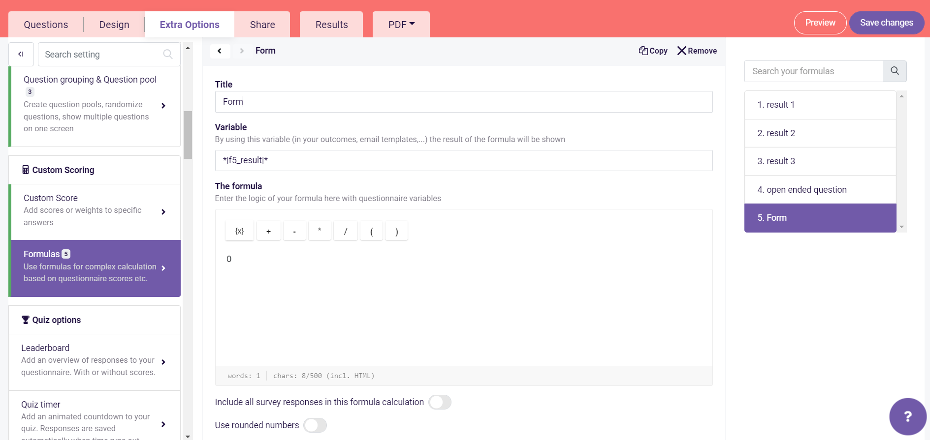 Question types that support custom scoring : Pointerpro