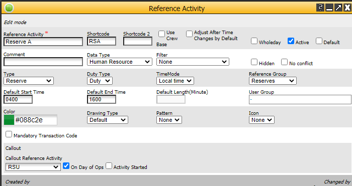 Reference Activities : N-Ops & Crew