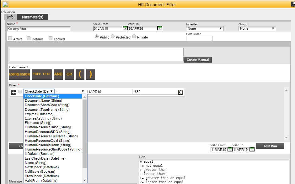 HR Document Filter : N-Ops & Crew