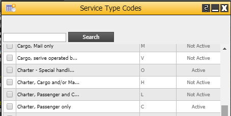 Service Type Codes : N-Ops & Crew