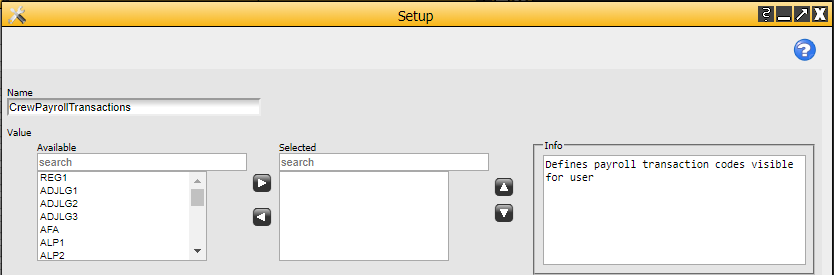 Setup Parameters : N-Ops & Crew